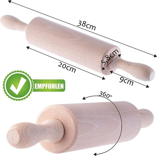 Deegroller hout – houten deegroller - rolhout | bol