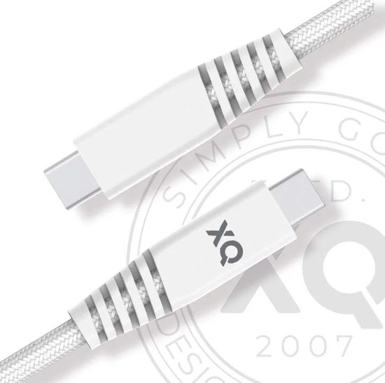 XQISIT NP Cotton USB-C naar USB-C Kabel 2 Meter - Wit | bol.com