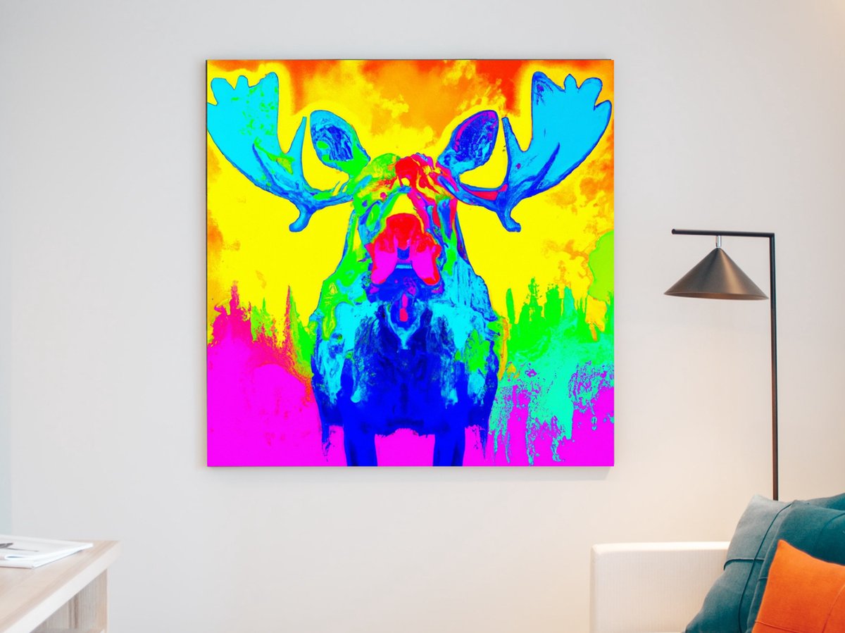 Spectral Splendor Moose kunst - 40x40 centimeter op Canvas | Foto op ...