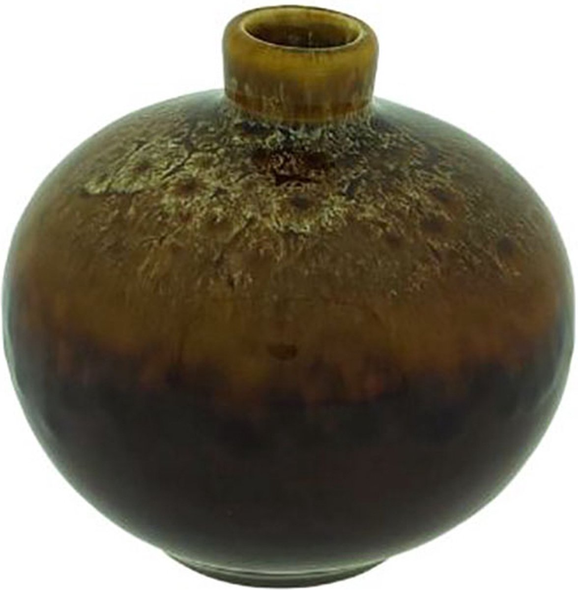Knopvaasje bruin drip - Klein vaasje - keramisch vaasje volledig ...