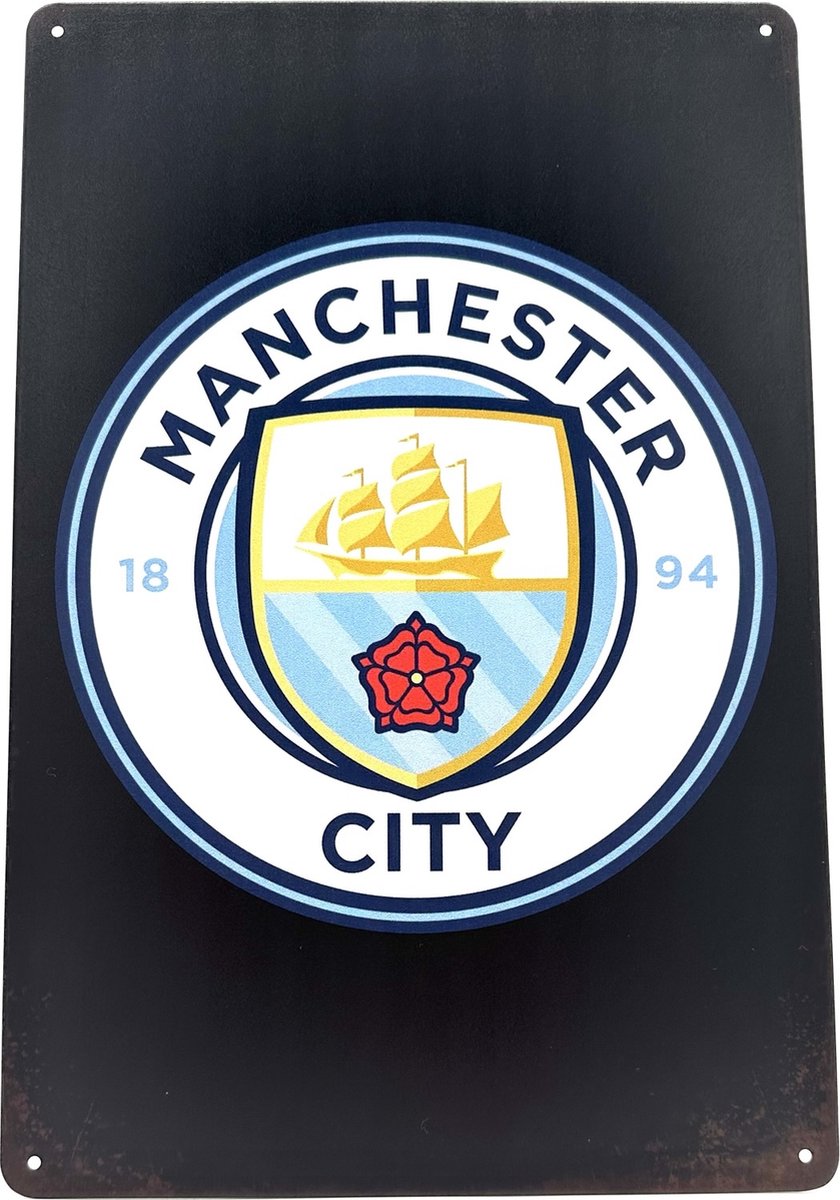 Mancave Decoratie | Wanddecoratie Metaalbord - Manchester City ...