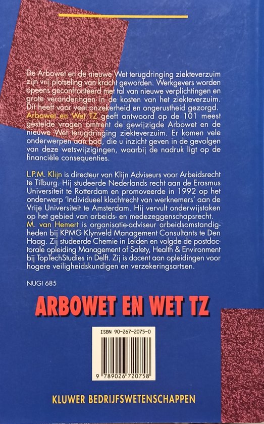 Arbowet en wet TZ | 9789026720758 | L.P.M/. Klijn | Boeken | bol.com