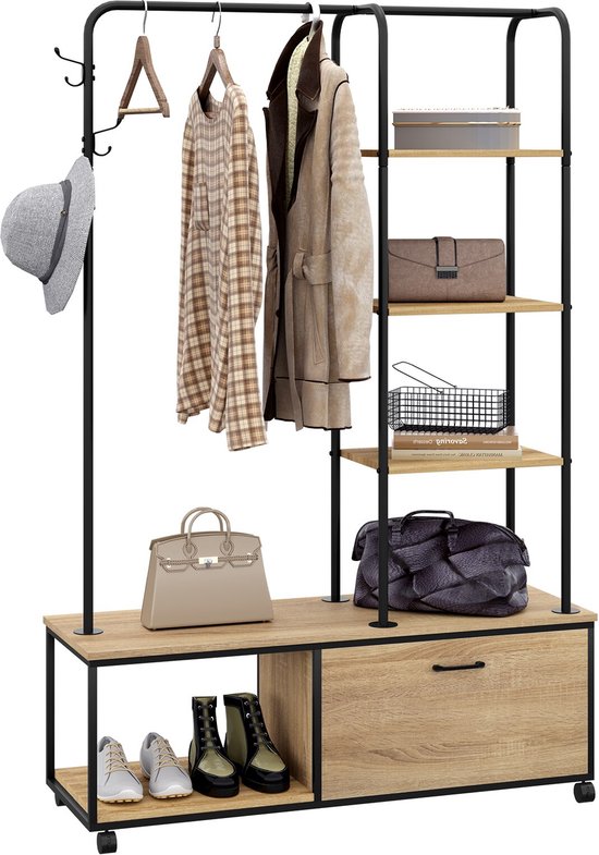 Kamyra® Kledingrek met Kledinghangers - Slaapkamer / Hal / Woonkamer ...