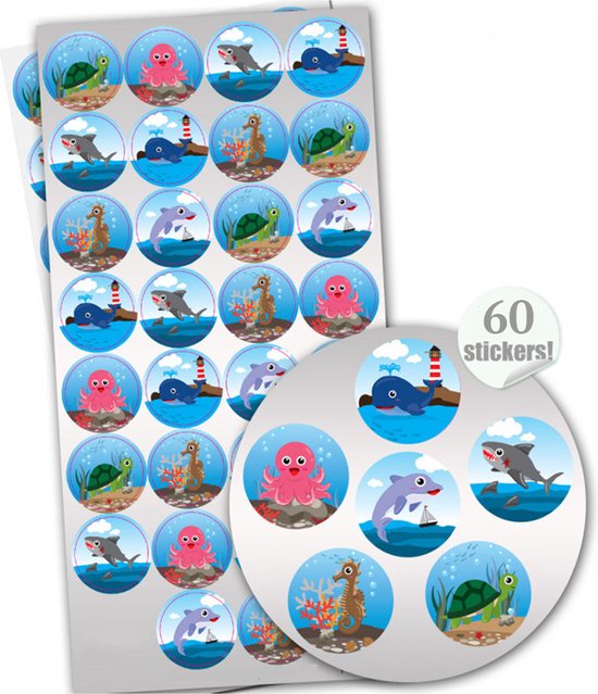 Stickervellen Vissen Vriendjes - Stickers Zeediertjes - Zeedieren Stickervellen -... | bol