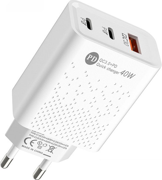 2 x USB snel lader/Quick Charger 3.0 - Power Adapter 40W - 3 in 1 Oplader - Universeel... | bol.com