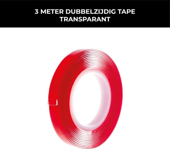 24ME® Ultra Sterk Dubbelzijdig Montage Tape Met Bewaar Etui - 10MM X 3M - Transparant | bol
