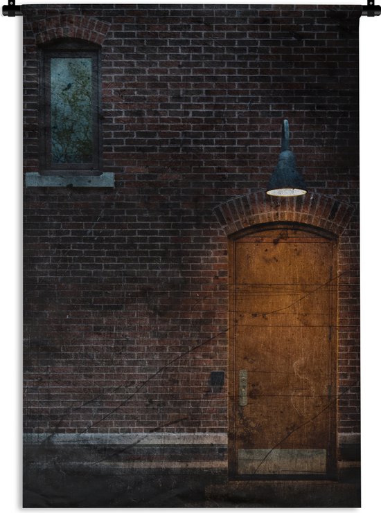 Wandkleed - Wanddoek - Deur - Muur - Lamp - Architectuur - 120x180 cm ...