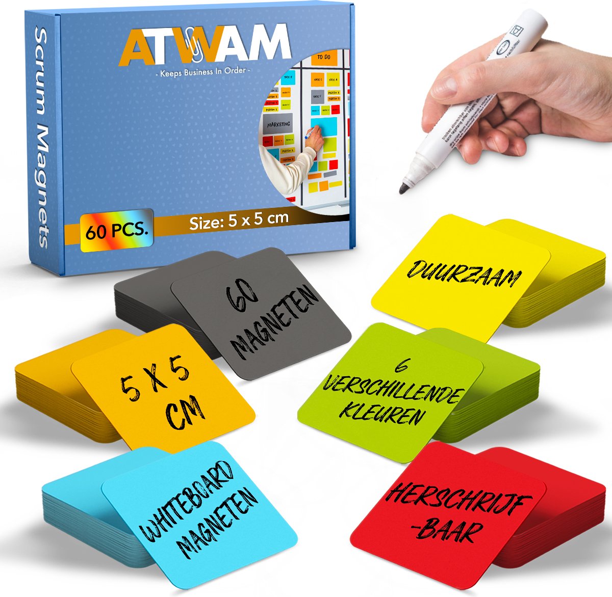 ATWAM Scrum Magneten - 60 stuks - Voor Whiteboard, Magneetbord ...