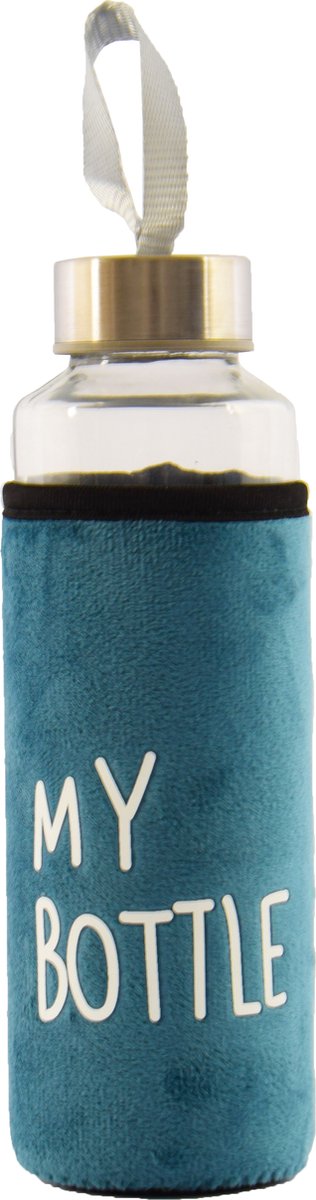 Glazen fles met hoes- Thermosbeker - Isolatiekan - isoleerfles 7 x 7 x ...