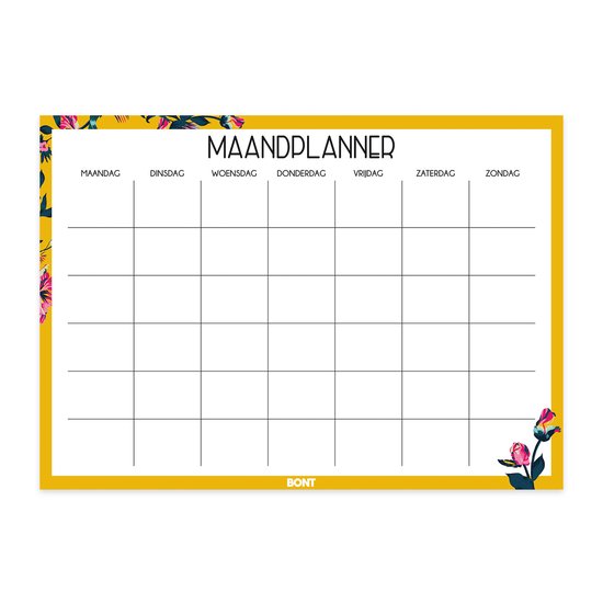 BONT | Maandplanner bloemen losbladig A4 - Planner - Familieplanner ...