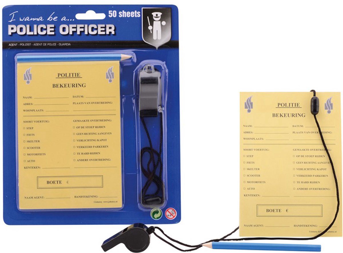 Livret de billets de Police avec crayon et sifflet - Jouer à la Police ...