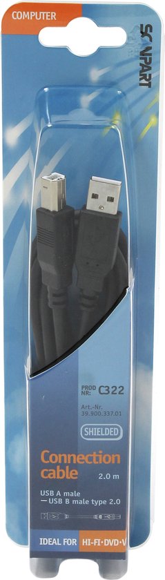 Bandridge - USB 2.0 A-B Kabel - Zwart - 2 meter | bol
