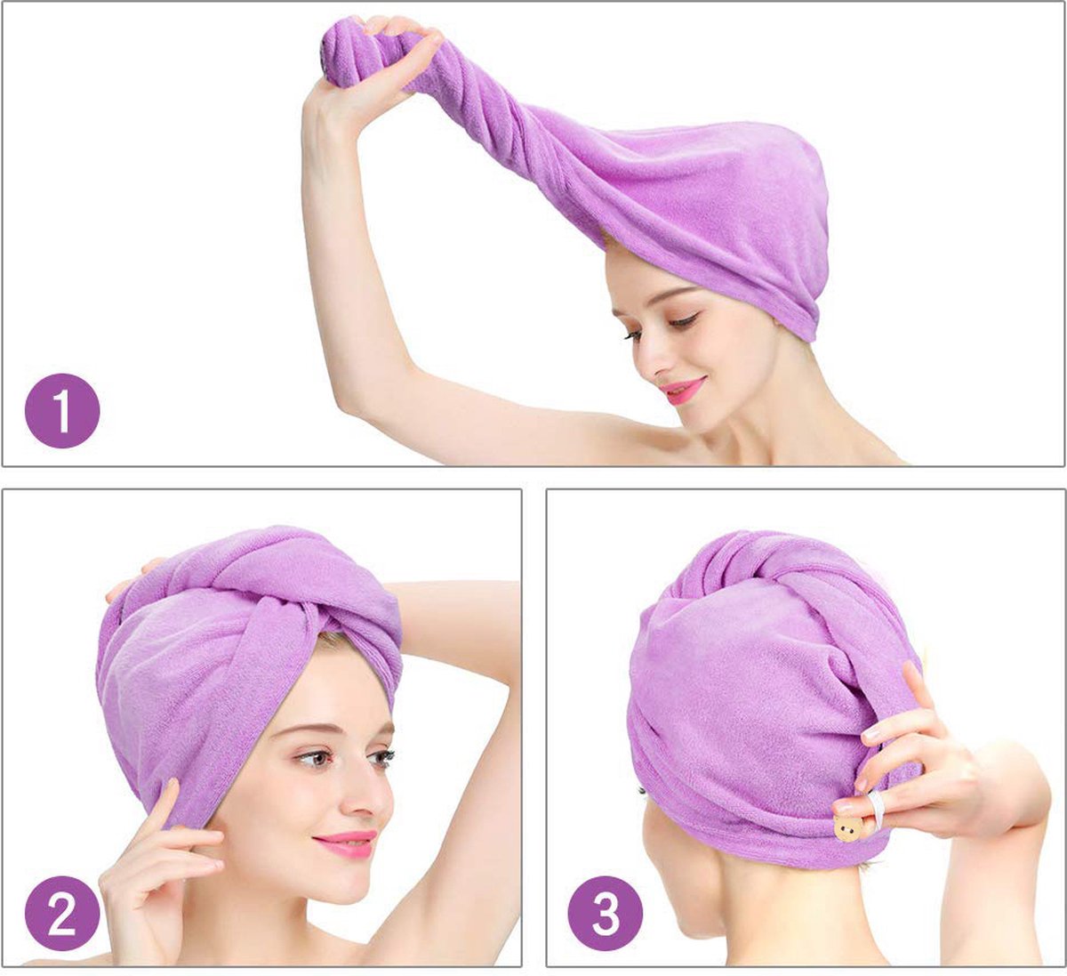 Microfiber Haar Handdoek - Sneldrogende Handdoek Voor Haar - Tulband ...