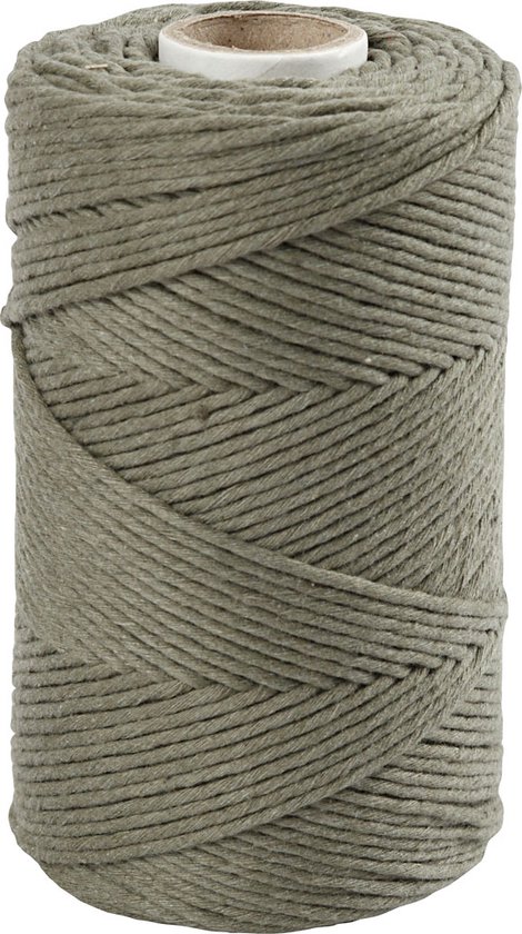 Macramé Koord, L: 198 M, d 2 mm, mosgroen, 330 gr/ 1 rol | bol