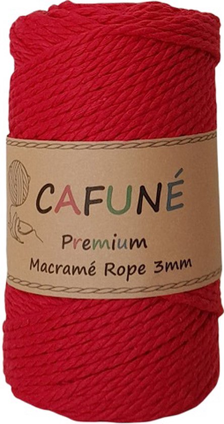 MACRAMÉ PREMIUM TRIPLE 3MM: Cafuné Premium-Macramé Touw-Rood-3mm-65 ...