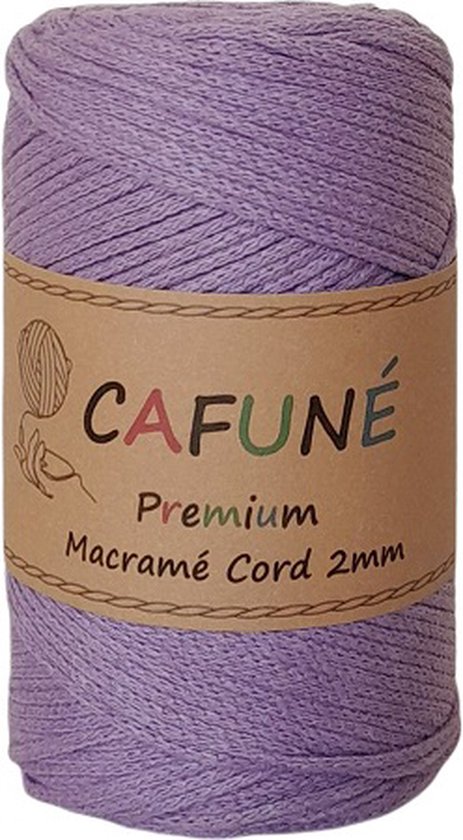 Macrame koord - Premium -2mm-Lila-230m-250 gr-Gevochten koord ...