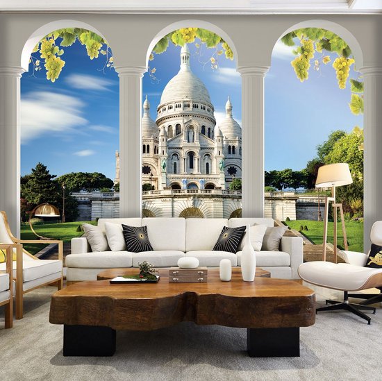 Fotobehang - Vlies Behang - 3D Sacré-Coeur op de Montmartre in Parijs ...