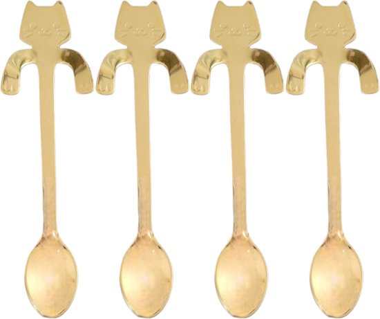oDaani - Theelepel kat - Hangende kat - Theelepel goud - set van 4 ...