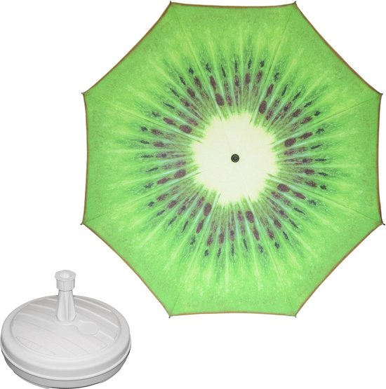 Parasol - Kiwi fruit - D160 cm - incl. draagtas - parasolvoet - 42 cm | bol