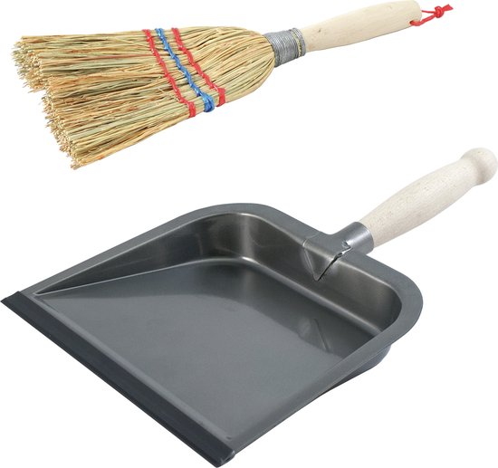 Handbezem inclusief metalen stofblik voor binnen en buiten | bol