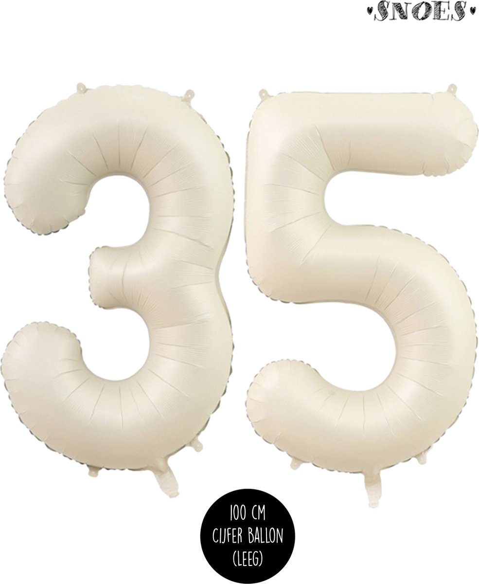 Cijfer Helium Folie ballon XL - 35 jaar cijfer - Creme - Satijn - Nude ...