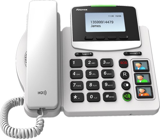 AKUVOX R15P / TIPTEL 3220XL VoIP/SIP telefoon met GROTE TOETSEN, SOS ...