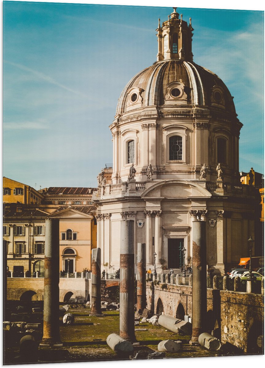 Vlag - Ruïne in Rome - Forum van Trajanus - 70x105 cm Foto op Polyester ...