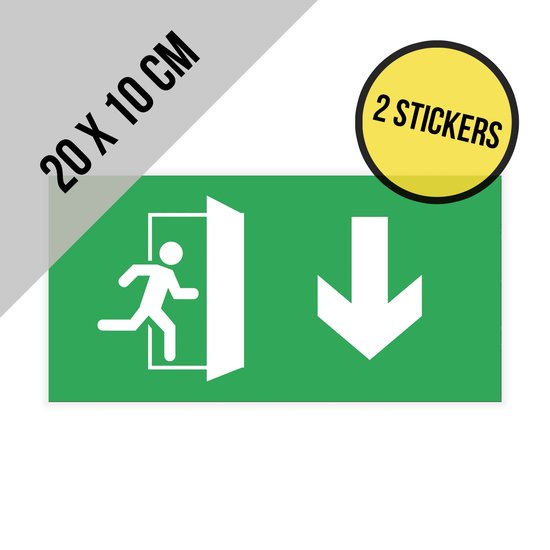Pictogram/ sticker | 20 x 10 cm | Nooduitgang - Pijl naar beneden ...