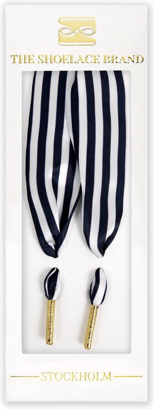 Schoenveters satijn - witte en blauwe strepen - 100cm | bol.com
