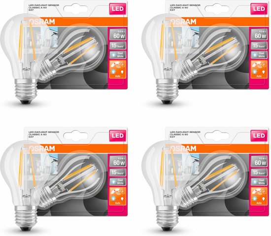 Osram LED lampen E27 met sensor - Automatische schemersensor - 6.5W ...