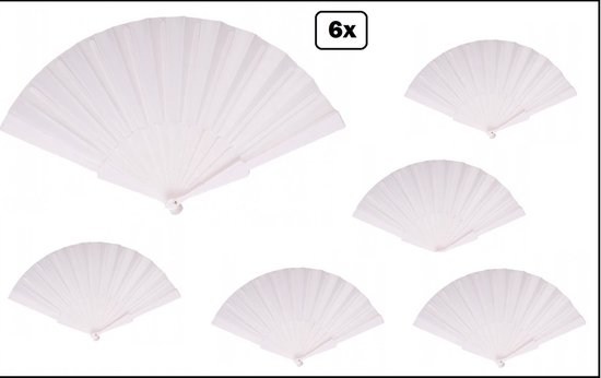 6x Waaier wit - Themaparty - Carnaval optocht thema feest festival ...