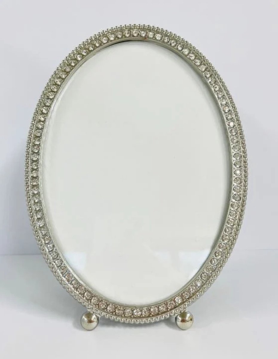 Fotolijstje ovaal m strass zilverkleur metaal 14x1,5x19,5cm | bol