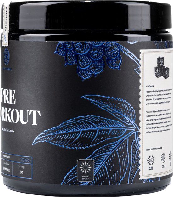 Archain Pre Workout - Blackberry - 300 Gram - Poeder - 30 Doseringen | bol