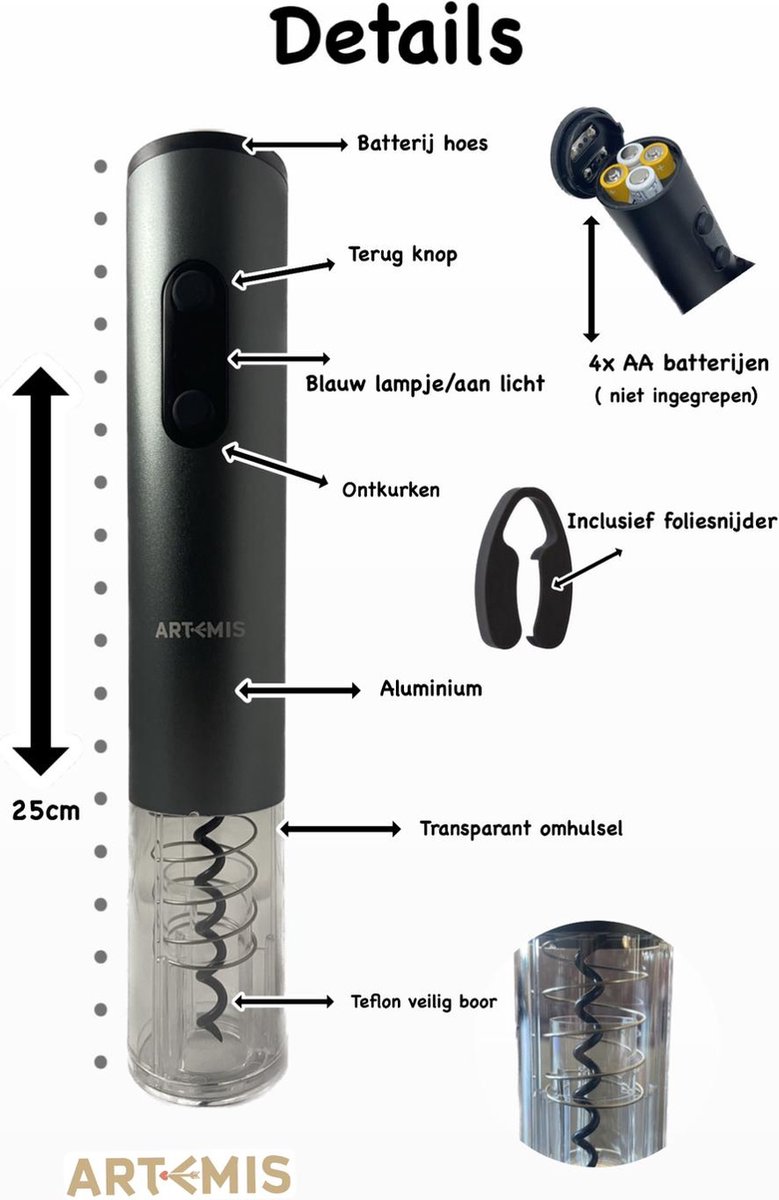 elektrische kurkentrekker – Deluxe wijnopener – Automatische wijnopener ...