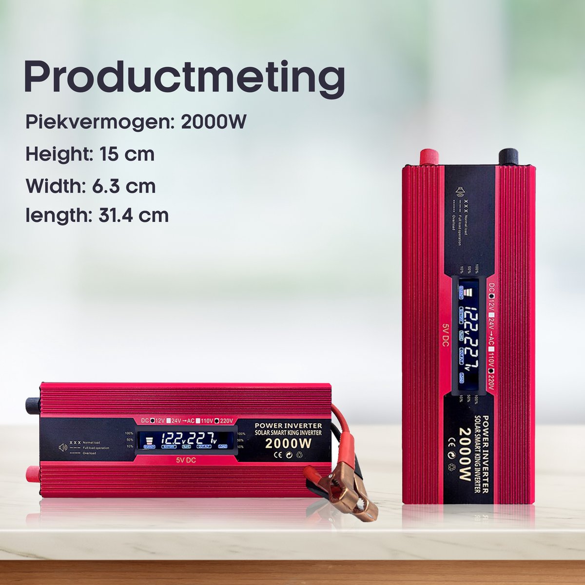 Zuiver sinus omvormer - 12V naar 220V - 2000 w peak vermogen - Auto ...