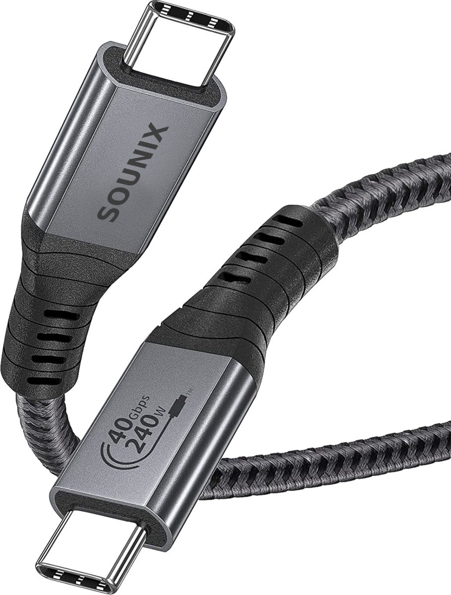 Sounix USB C kabel met E-marker - USB 4 kabel 40Gbps - 240W - USB-C ...