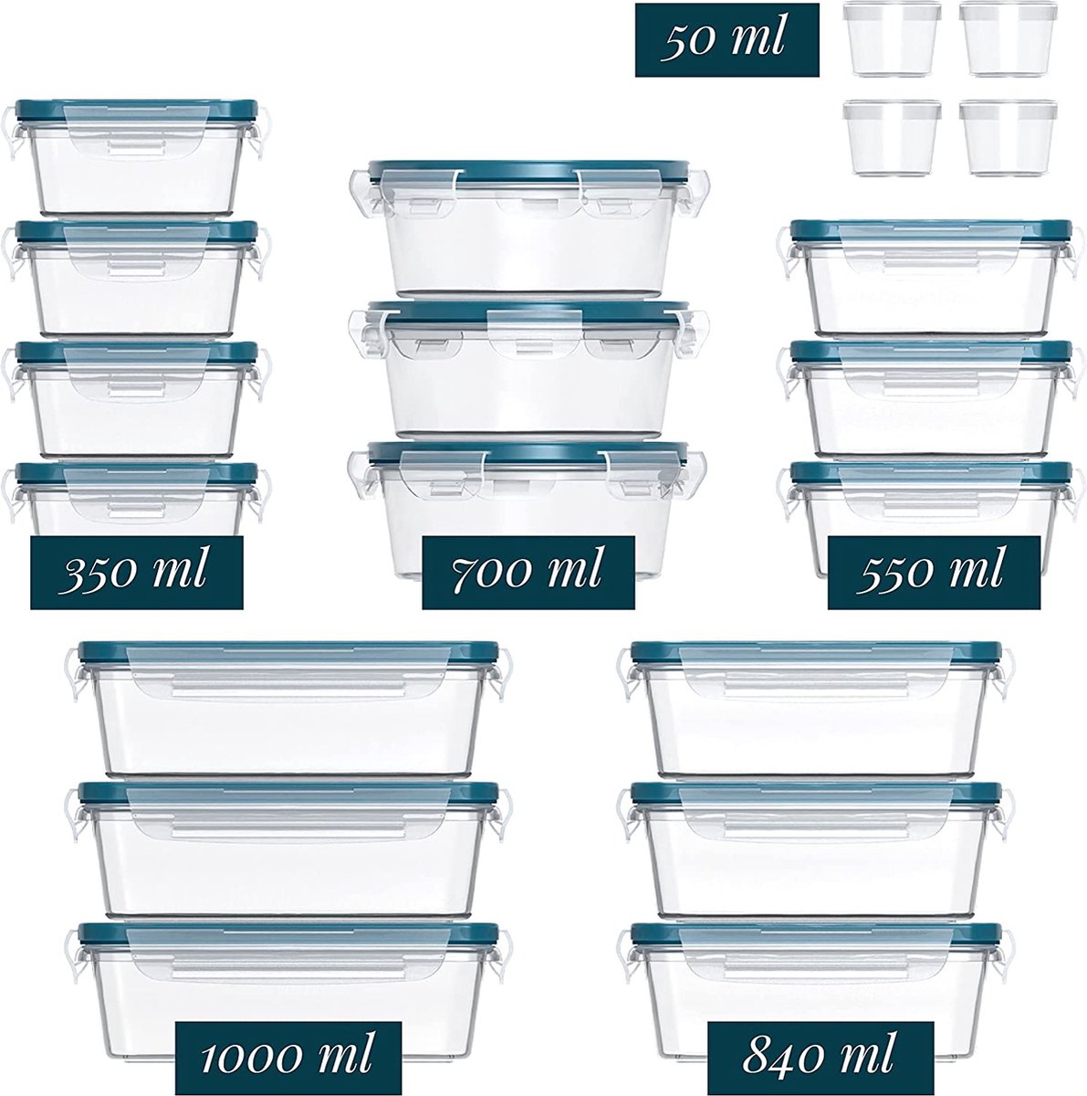 40-delige vershouddozen set [20 voorraaddozen met 20 deksels ...