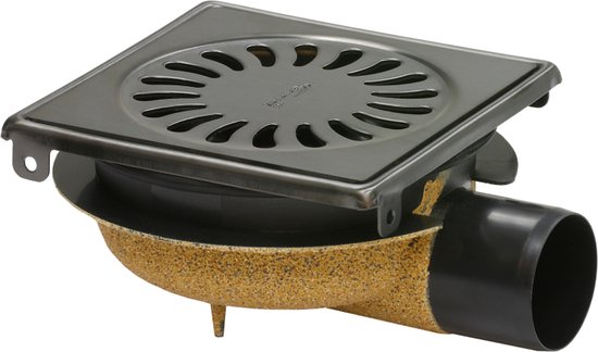 Gun metal doucheput 146 x 146 mm, zijuitlaat | bol.com