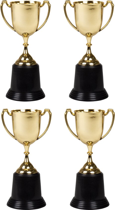 Trofee/prijs beker - 4x - goud - met handvaten - kunststof - 22 cm | bol