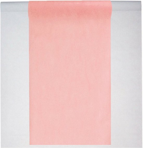 Feest tafelkleed met tafelloper op rol - wit/zalmroze - 10 meter | bol.com