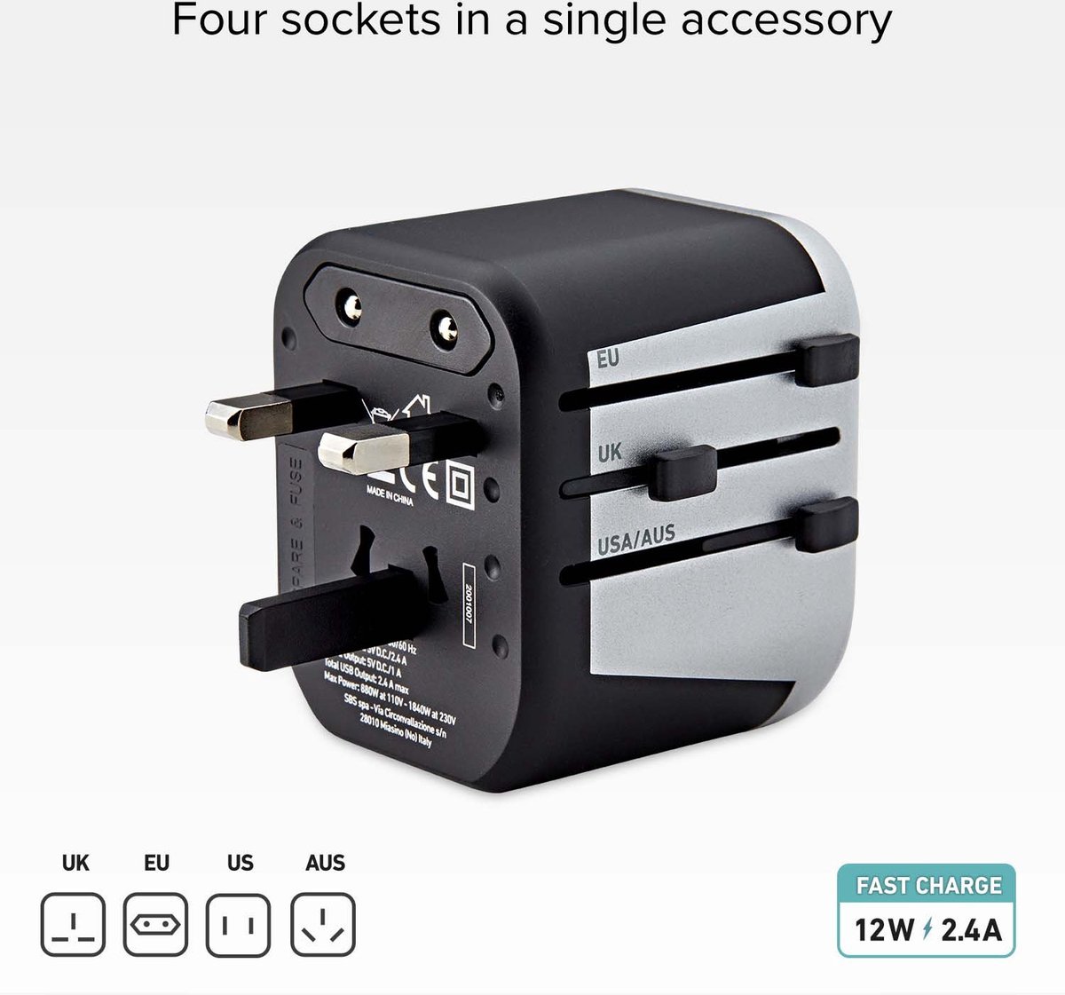 SBS Travel Dual USB Oplader 12W - Zwart | bol.com