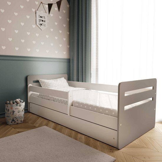 Kocot Kids - Bed Tomi grijs met lade met matras 160/80 - Kinderbed ...