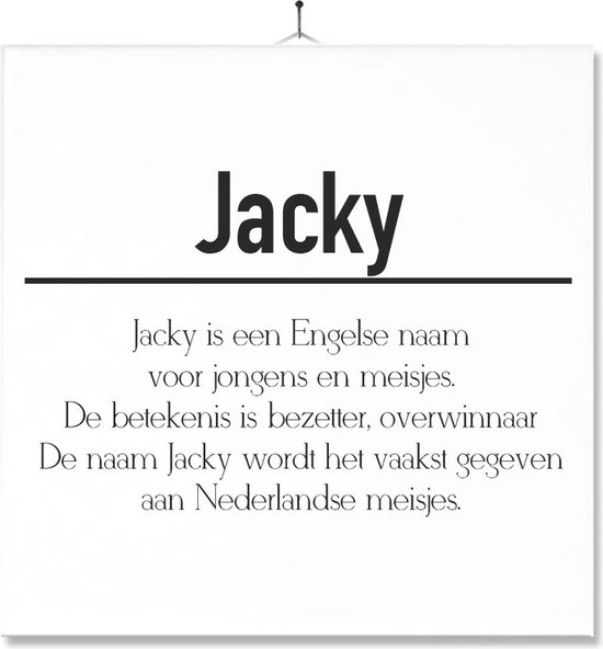 Tegel Met Opdruk | Betekenis | Kado | Cadeau | Met Naam - Jacky | bol.com
