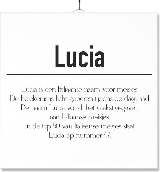 Tegel Met Opdruk | Betekenis | Kado | Cadeau | Met Naam - Lucia | bol
