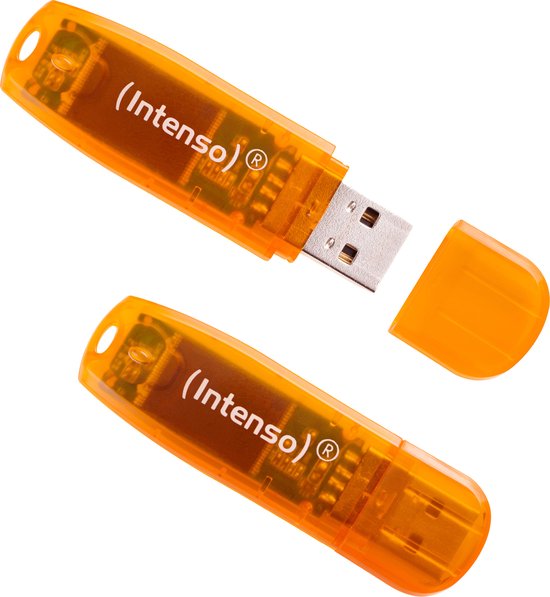 (Intenso) Rainbow Line USB stick - 64GB - USB 2.0 - oranje - 2-pack | bol