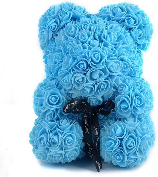 Rozen beer - rose bear - rozenbeer - 25 cm - rosebear - teddybeer - blauw | bol