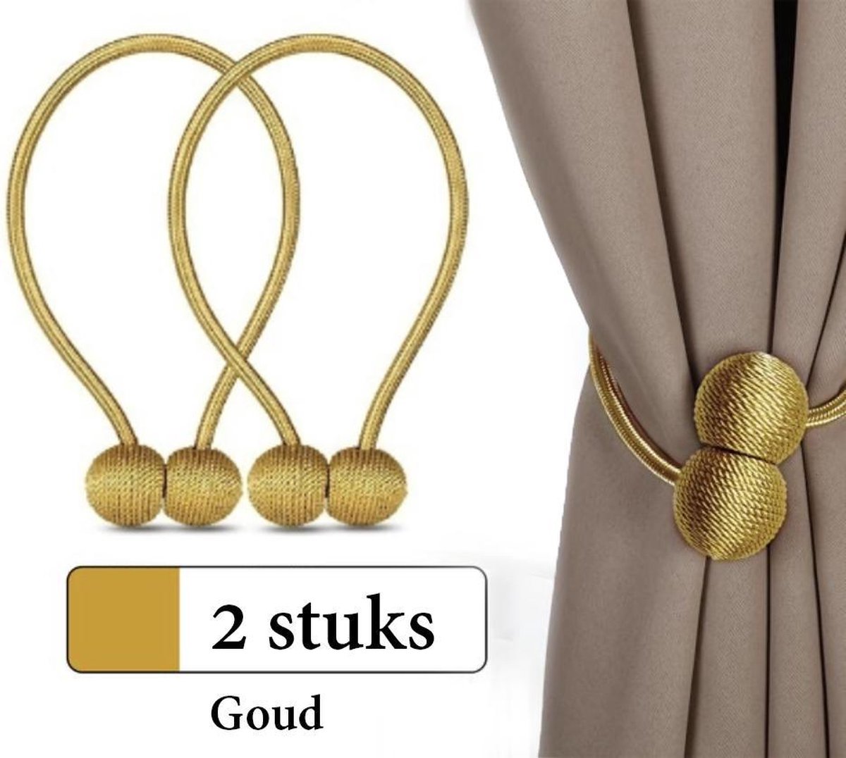 Luxe Gordijn Embrasse – Set van 2 stuks – Goud – Magnetisch ...