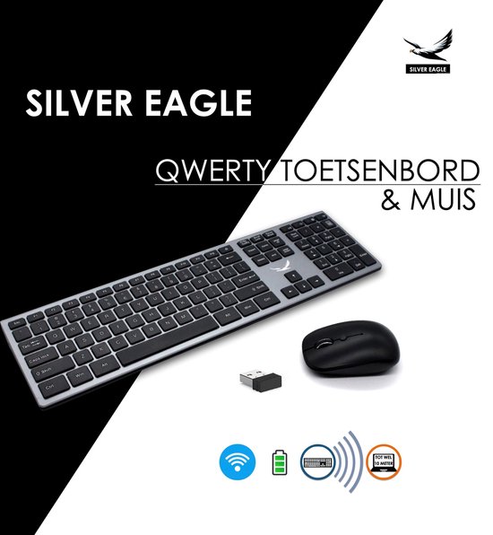 Draadloos Toetsenbord en Muis - Numeriek Toetsenbord - Draadloze Muis - Klavier -... | bol