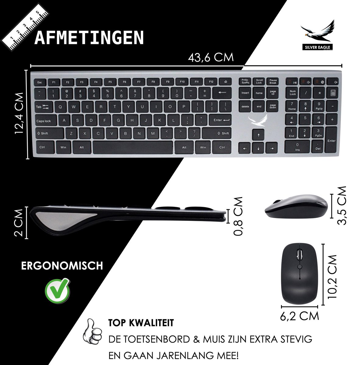 Draadloos Toetsenbord en Muis - Numeriek Toetsenbord - Draadloze Muis - Klavier -... | bol.com