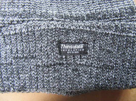 muts uni grijst, zwart thinsulate insulation 40 gram 3m active wear ...